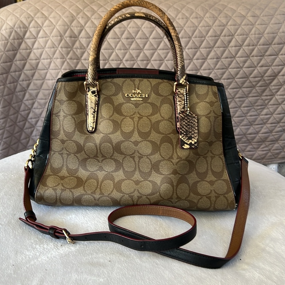 Coach Margo Bag With Handles And Crossbody Snake Skin… - Gem